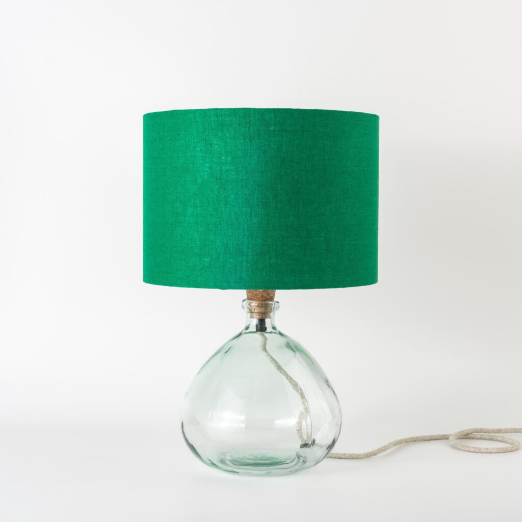 Natural Linen Emerald Green Lampshade | Seaside Shades